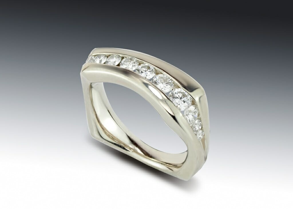 White Gold Split Channel Diamond Band | Skylight Jewelers | Custom ...