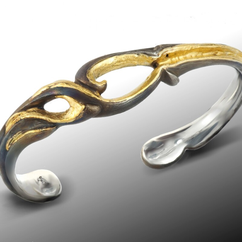 Steel and 22k Gold Loop Cuff Bracelet | Skylight Jewelers | Custom ...